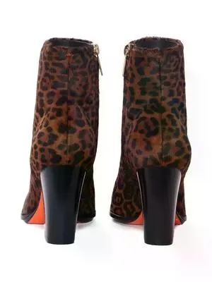 Santoni Leopard-print Block-heel Ankle Boots