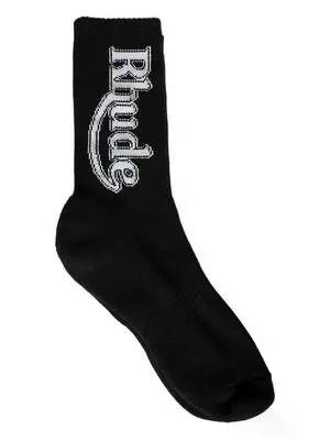 Rhude Logo-print Socks - Black