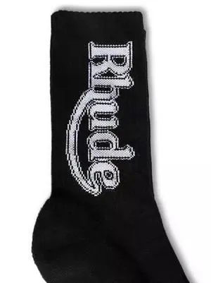 Rhude Logo-print Socks - Black