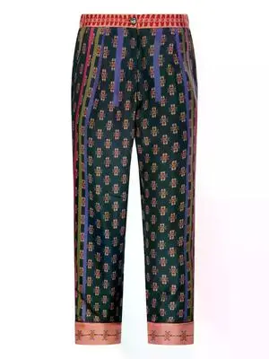 FRANCO FERRARI Floral-print Straight Leg Trousers - Black