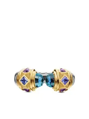 David Yurman 14k Yellow Gold And Sterling Renaissance Multi-stone Ring - Silver