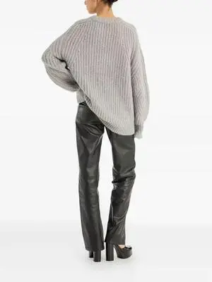 ROTATE BY BIRGER CHRISTENSEN Straight Leather Trousers - Grey