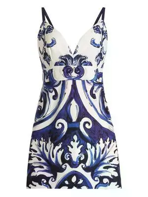 Dolce & Gabbana Majolica Mini Dress Blue