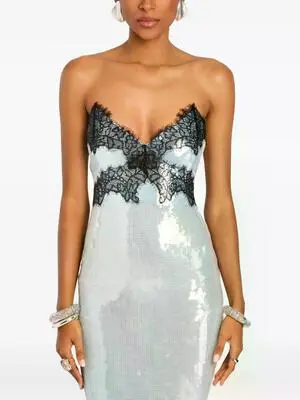 Retrofete Ellen Sequin Lace-insert Dress - Blue