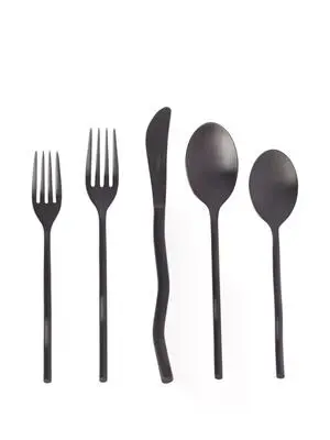 MISETTE Squiggle Matte Cutlery (set Of Five) Black