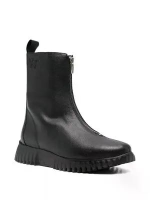 WONDERS Zip-front Textured Leather Boots