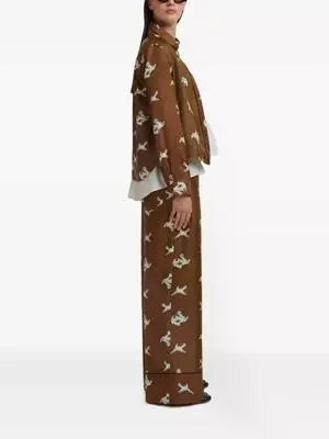 Marni Raven-print Wide-leg Trousers