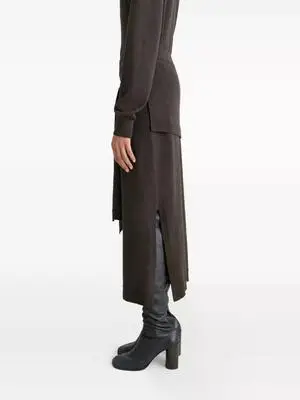 LEMAIRE Tie-detail Ribbed Midi Skirt - Brown