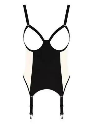 MAISON CLOSE Open-bust Bodysuit - Black