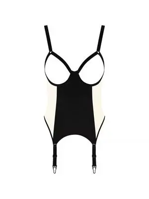 MAISON CLOSE Open-bust Bodysuit - Black