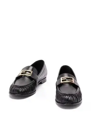 Fendi Logo-detail Leather Loafers