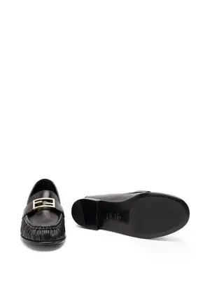 Fendi Logo-detail Leather Loafers