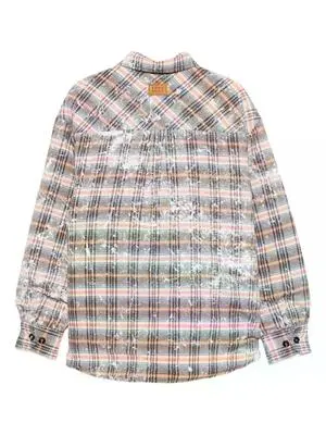 LC23 Checked Paint-splatter Shirt Jacket