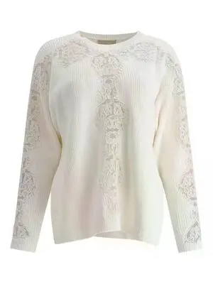 Elie Saab Lace-insert Cotton Sweater