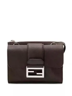 Fendi Double Baguette Leather Messenger Bag - Brown