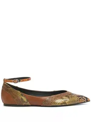 Marni Ankle-strap Pointed-toe Flats - Brown