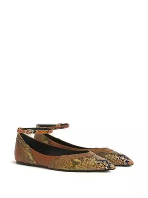 Marni Ankle-strap Pointed-toe Flats - Brown