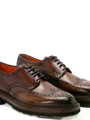 Santoni Lace-up Brogue-detail Derby Shoes - Brown