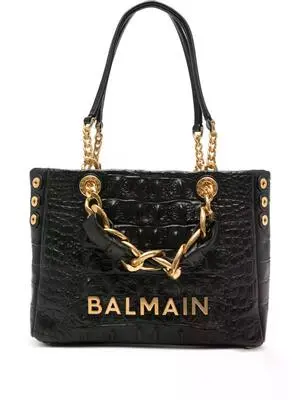 Balmain Crocodile-effect Leather Tote Bag