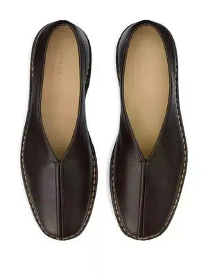 LEMAIRE Piped Square-toe Slippers - Brown