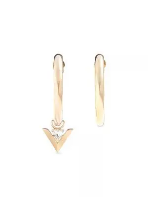 Valentino Garavani V-metal And Crystal Hoop Earrings - Gold