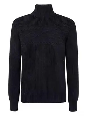 Zegna Cable-knit High-neck Sweater - Black