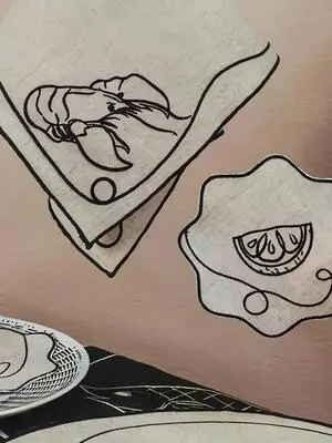 MISETTE Line Drawing Linen Coasters - Neutrals