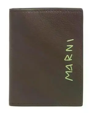 Marni Logo-plaque Calfskin Leather Wallet - Brown