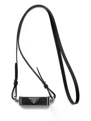 Prada Triangle-logo Leather Smartphone Case - Black