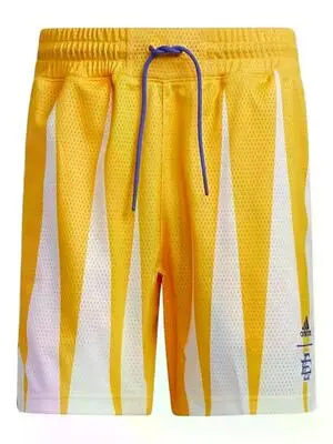 Adidas Hoops Summer Essentials Geometric-pattern Track Shorts - Yellow