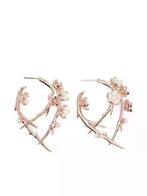 SHAUN LEANE Cherry Blossom Diamond Hoop Earrings - Pink