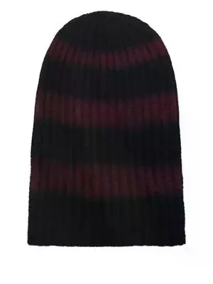 HURRAY Striped Ribbed Beanie Black