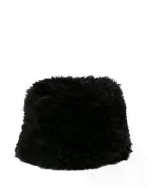 Simonette Ravizza Shearling Bucket Hat - Black