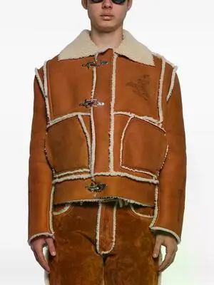EARTHLING VIP Eagle-print Shearling Jacket - Brown