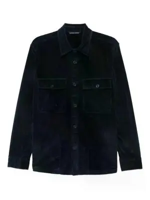 120% Lino Corduroy Pocket Shirt - Blue