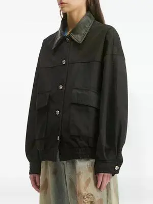 TOUT A COUP Leather-collar Pocket Jacket - Black