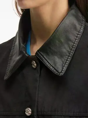 TOUT A COUP Leather-collar Pocket Jacket - Black