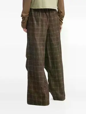 MINI CREAM Pleated Checked Trousers
