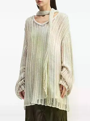 B+AB Open-knit Sweater With Attached Neck Scarf