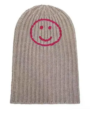 HURRAY Ribbed Smiley-face Beanie - Brown