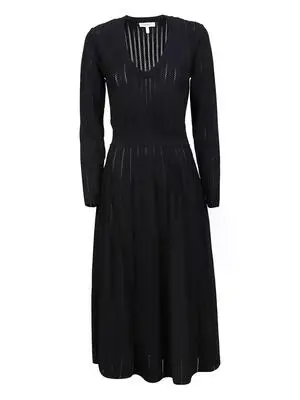 CASASOLA Cosima Ribbed A-line Dress - Black
