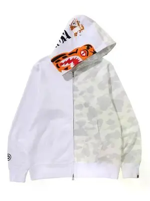 A BATHING APE Tiger Shark Zip-up Hoodie - White