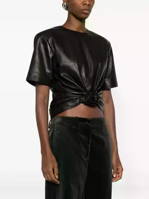 Magda Butrym Rose-embellished Leather Top