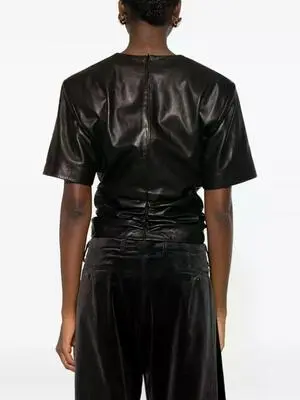 Magda Butrym Rose-embellished Leather Top