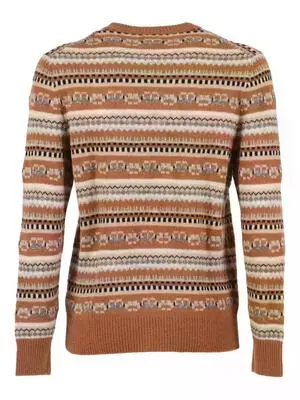 BALLANTYNE Fair Isle Crew-neck Sweater - Brown
