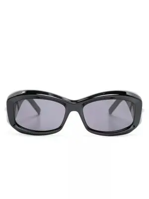Givenchy Engraved-logo Rectangular Sunglasses - Black