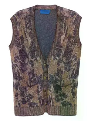 MES DEMOISELLES Floral-pattern Sleeveless Cardigan - Purple