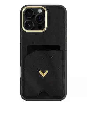 VELANTE Saffiano Leather Cardholder Iphone 16 Pro Max Case - Black
