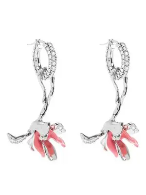 Marni Crystal-embellished Flower Earrings - Silver