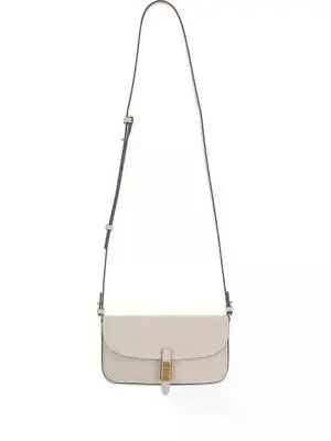 Pinko Medium Saddle Flat Leather Shoulder Bag - Neutrals